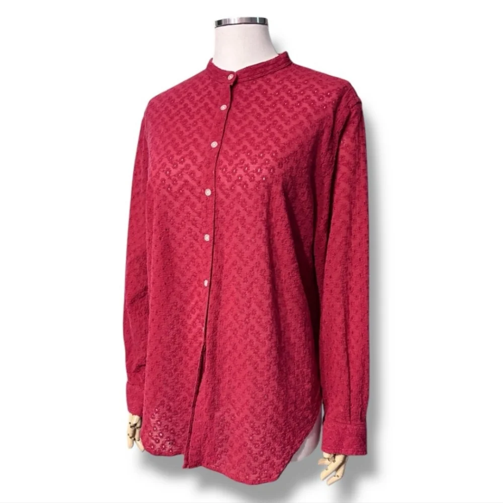 Lauren Ralph Lauren | Tops | Lauren Ralph Lauren Red Eyelet Band Collar ...